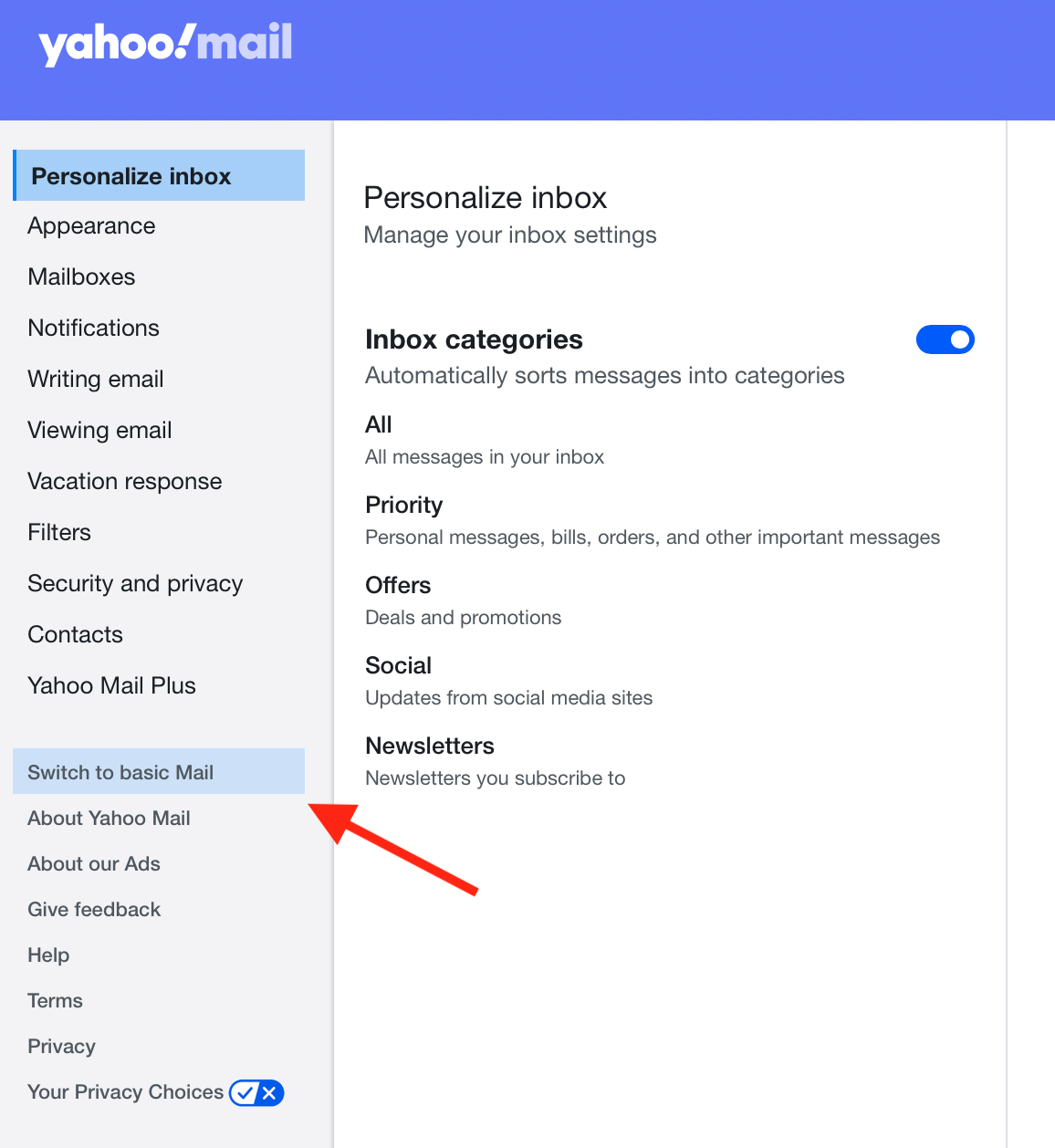 Yahoo Mail – Reset to Original Classic Inbox Basic View – Iowa City Tech